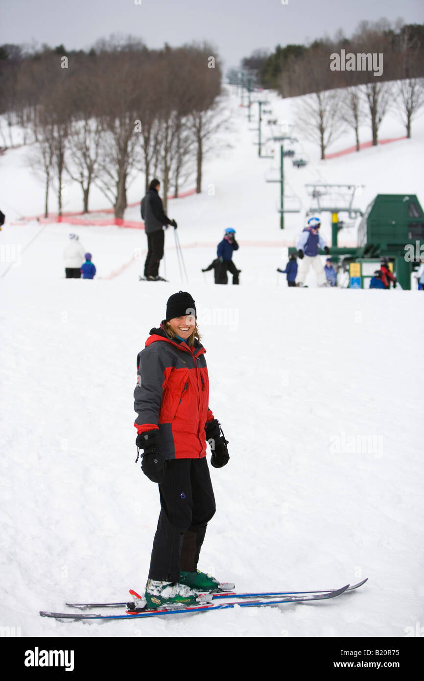 A young woman head to the slopes at the Quechee Ski Hill in Quechee ...