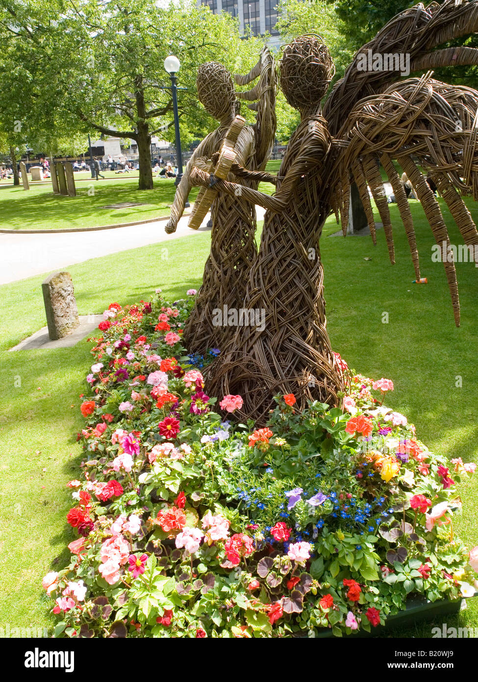 Two angels in the grounds of St Philips Cathedral as part of Birmingham ...
