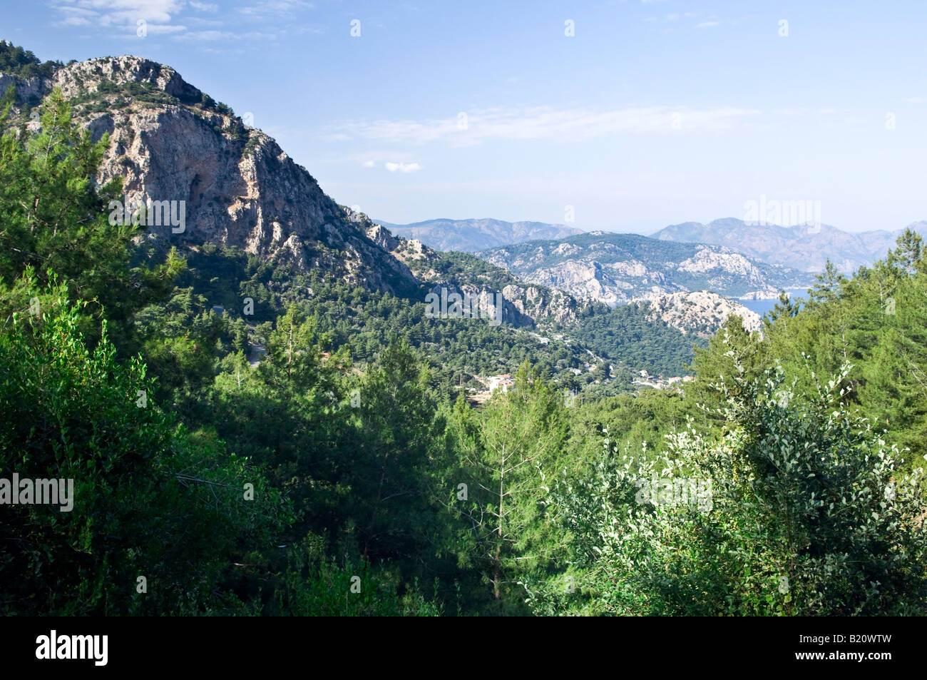 Mountains surrounding resort town of Turunc in Turkish Rivera Mugla ...