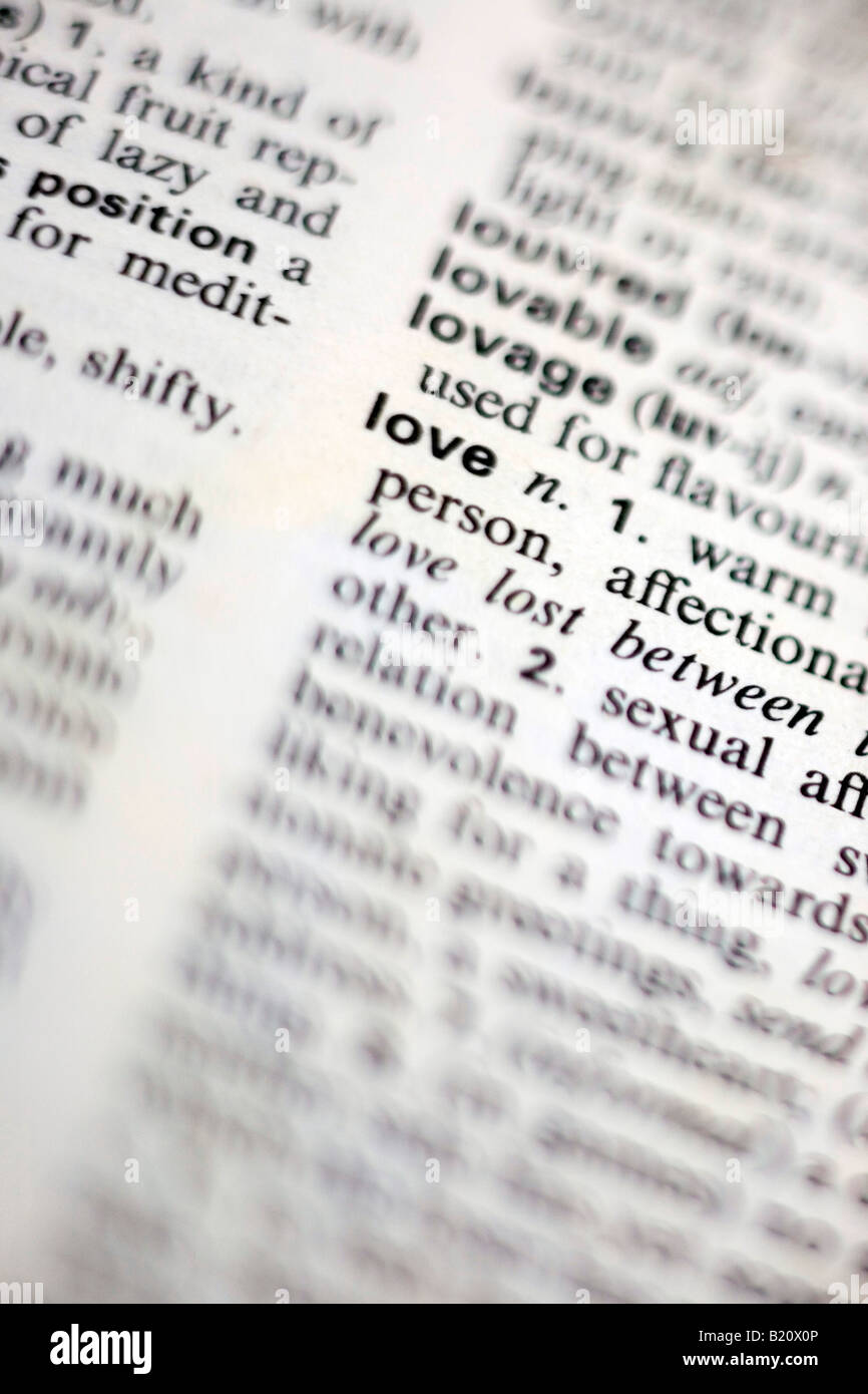 Definition word affection in dictionary hi-res stock photography and ...