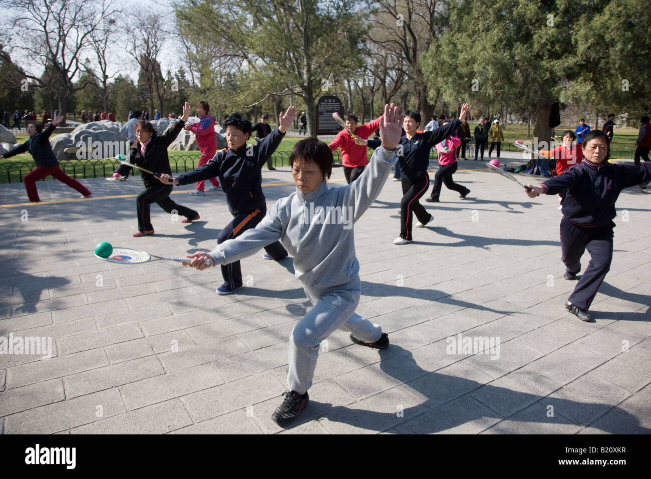 Tai chi with bat and ball in park of the Temple of Heaven Beijing China ...