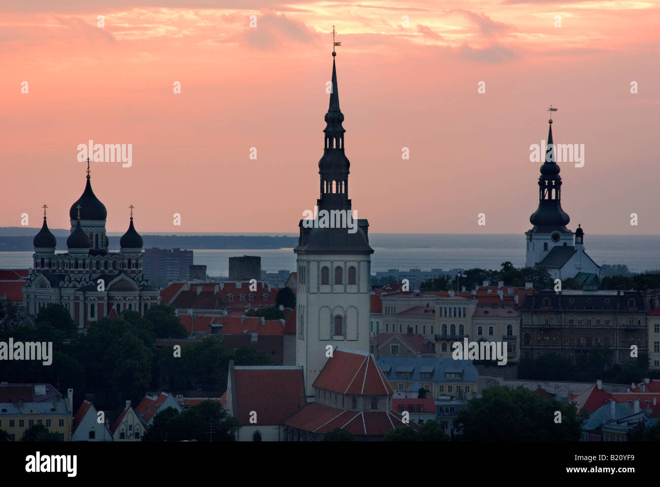 Tallinn capital of Estonia. View of old town in the evening, Europe Eu ...