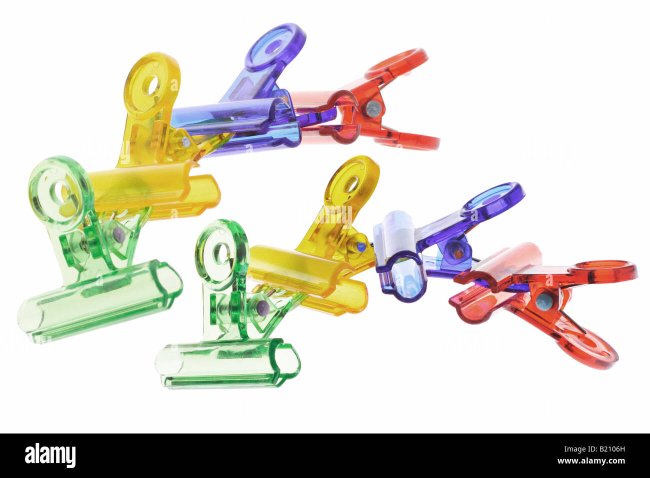 Colorful plastic paper clips on white background Stock Photo - Alamy