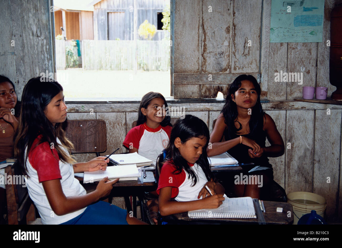 Pupils in a classroom of a school in the Amazon area near Manaus ...