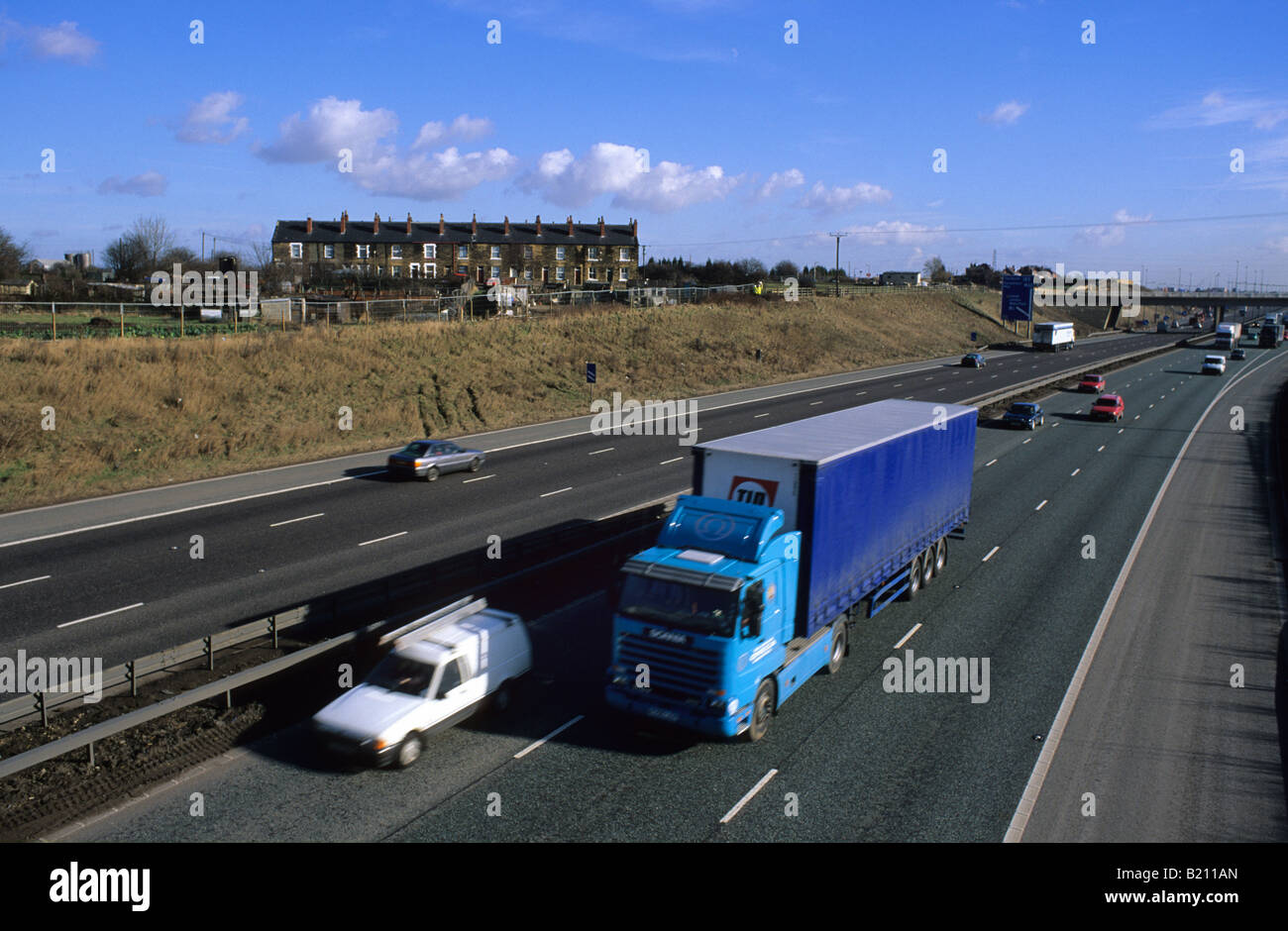 articulated lorry travelling on the M62 motorway Leeds Yorkshire UK ...