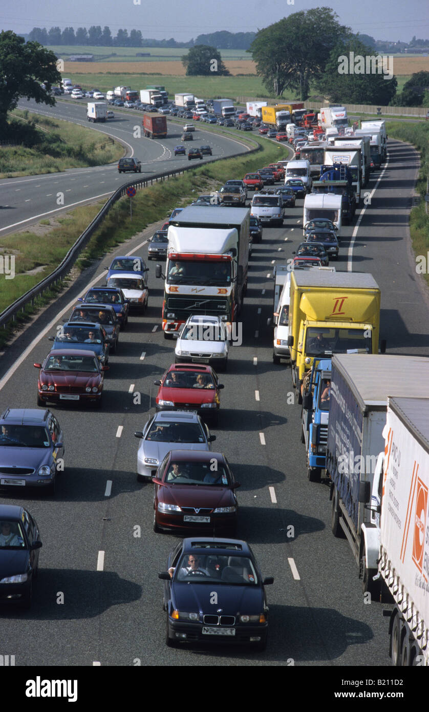 traffic jam on the A1/M motorway Leeds Yorkshire UK Stock Photo - Alamy