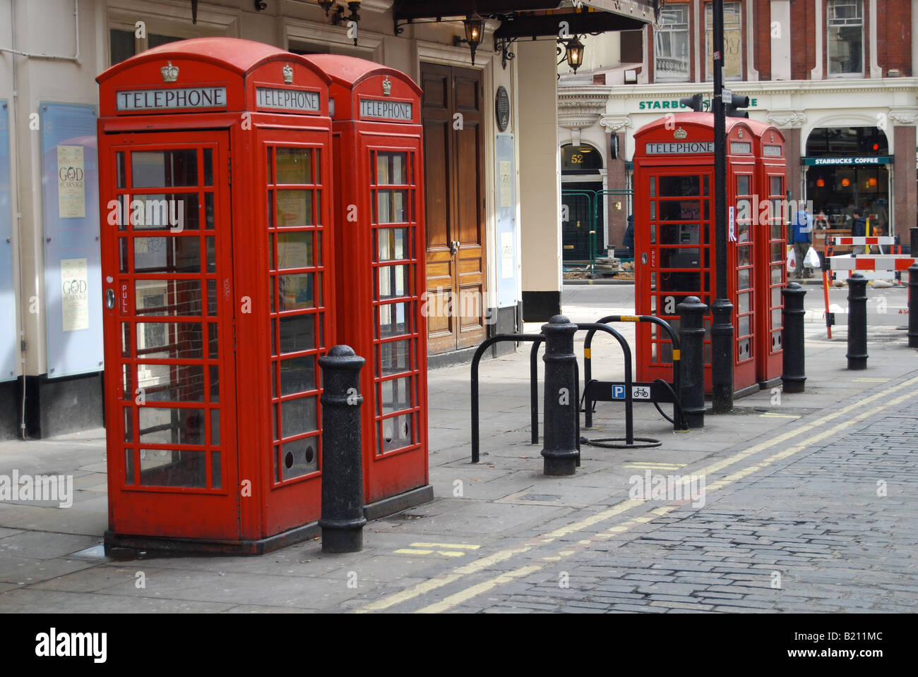 Red telephone box, telephone kiosk, London, traditional, soho Stock ...