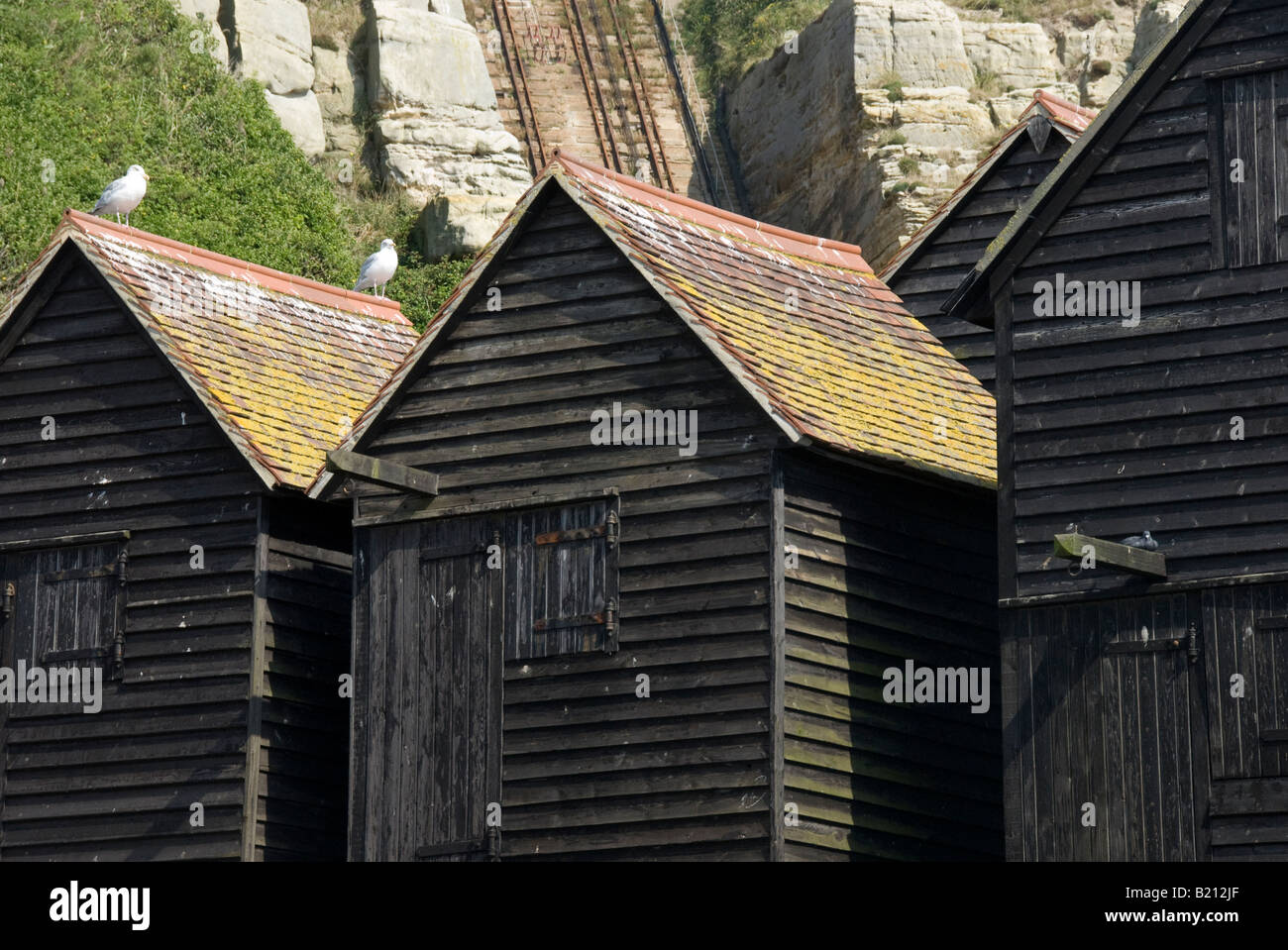 Fishing net huts, Hastings, Sussex Stock Photo - Alamy