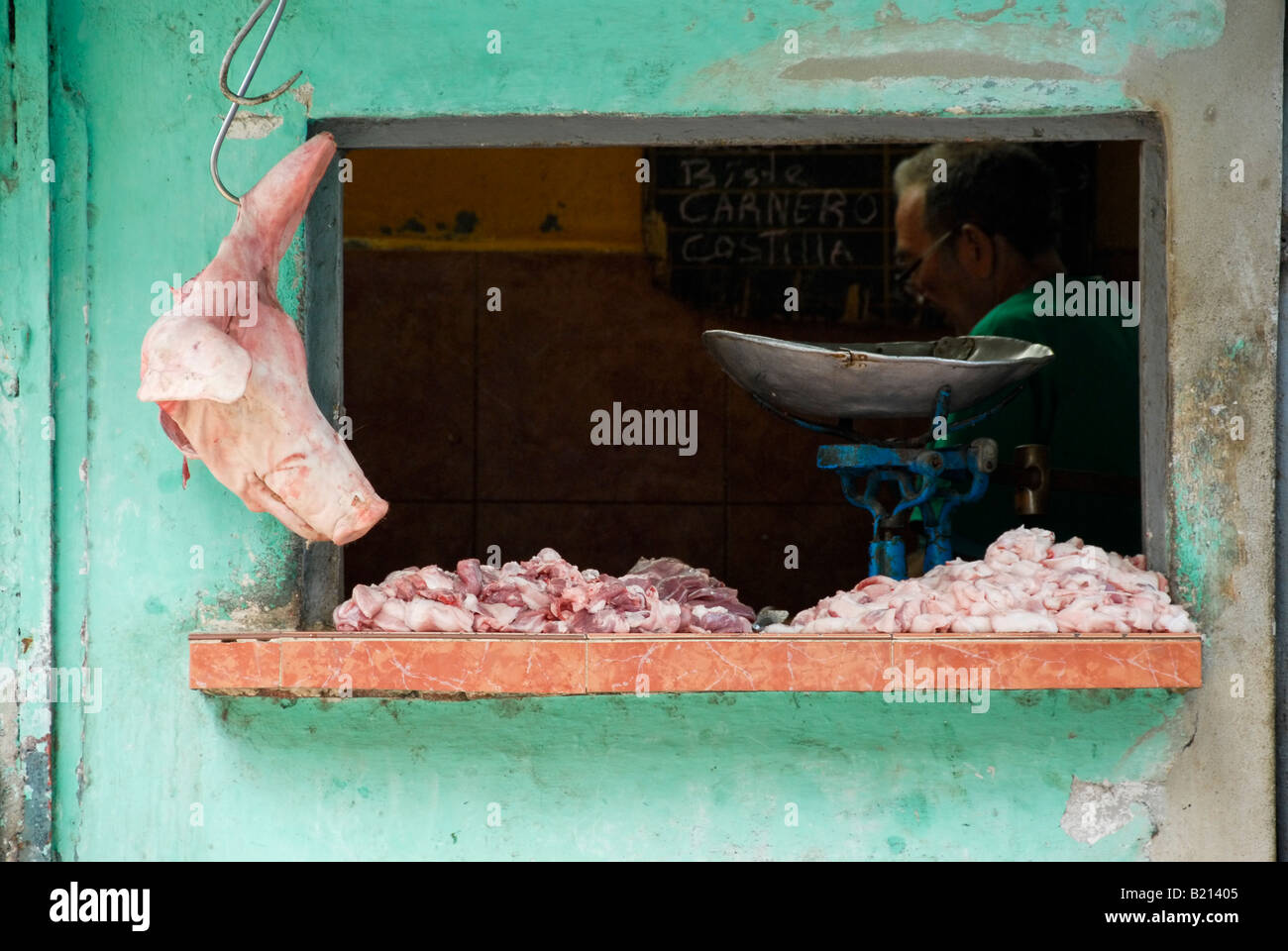 Cuban Butchers shop in Havana Stock Photo - Alamy