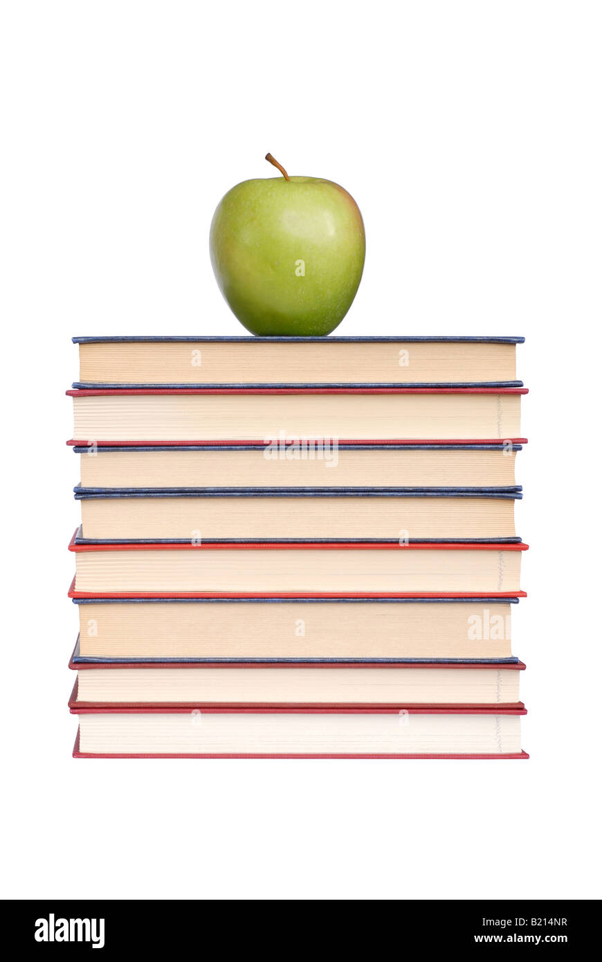 Books and apple Stock Photo - Alamy