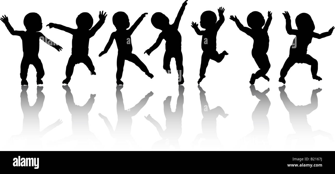 Silhouettes of babies dancing Stock Photo - Alamy