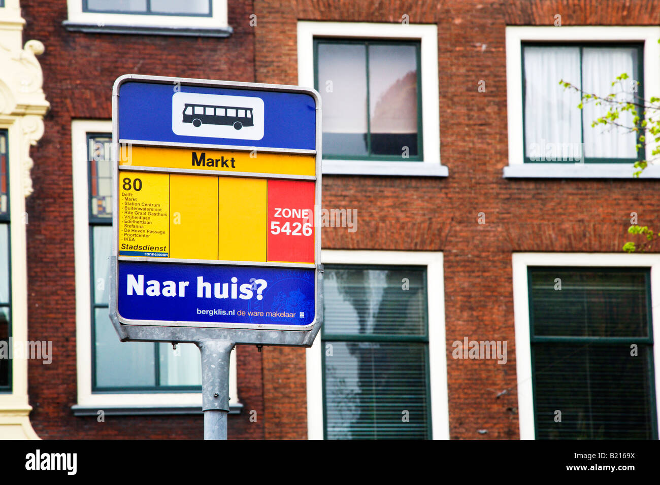 Markt Bus Stop Sign Delft Netherlands Stock Photo - Alamy