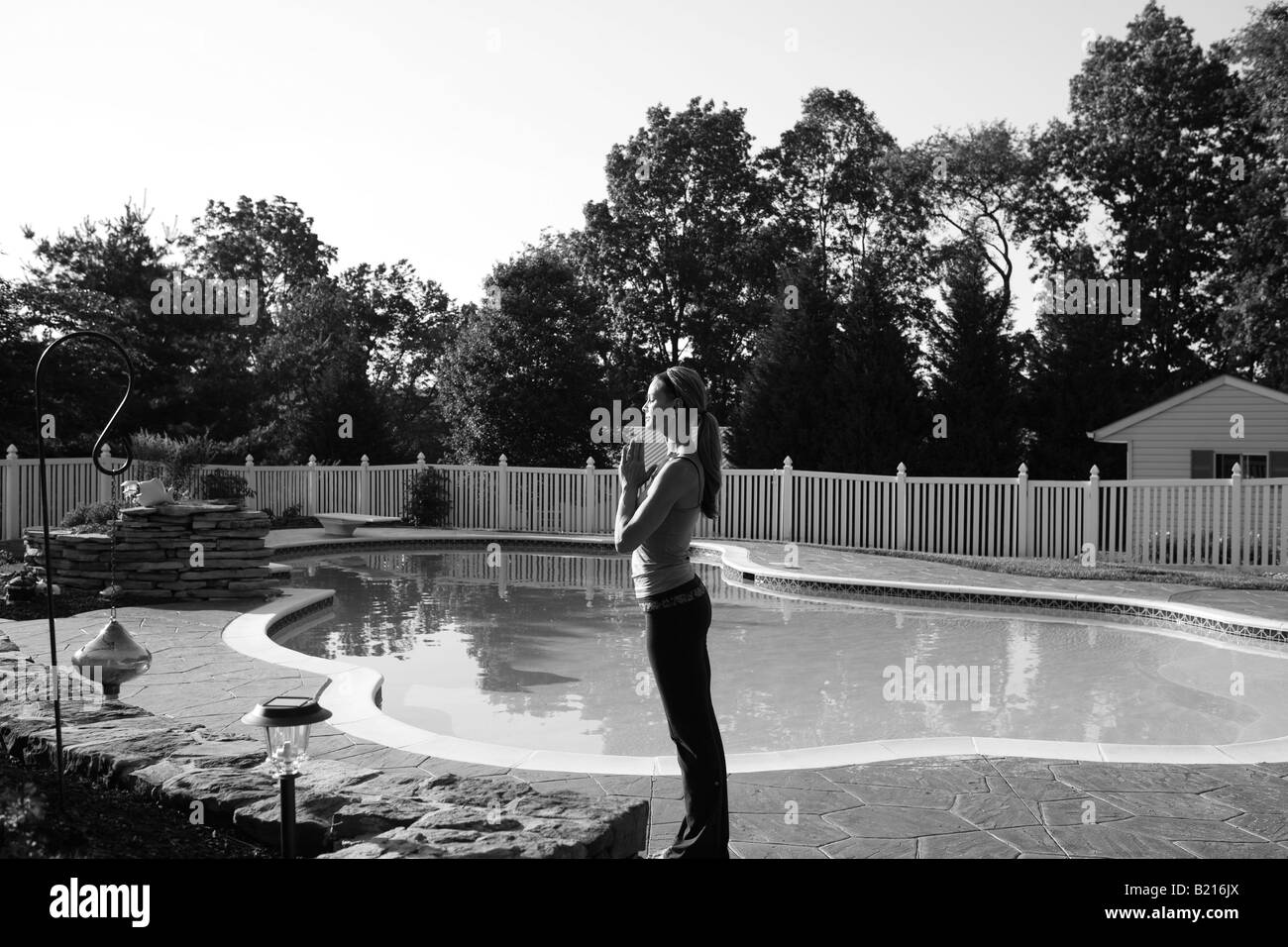 Yoga woman exercise Black and White Stock Photos & Images - Alamy