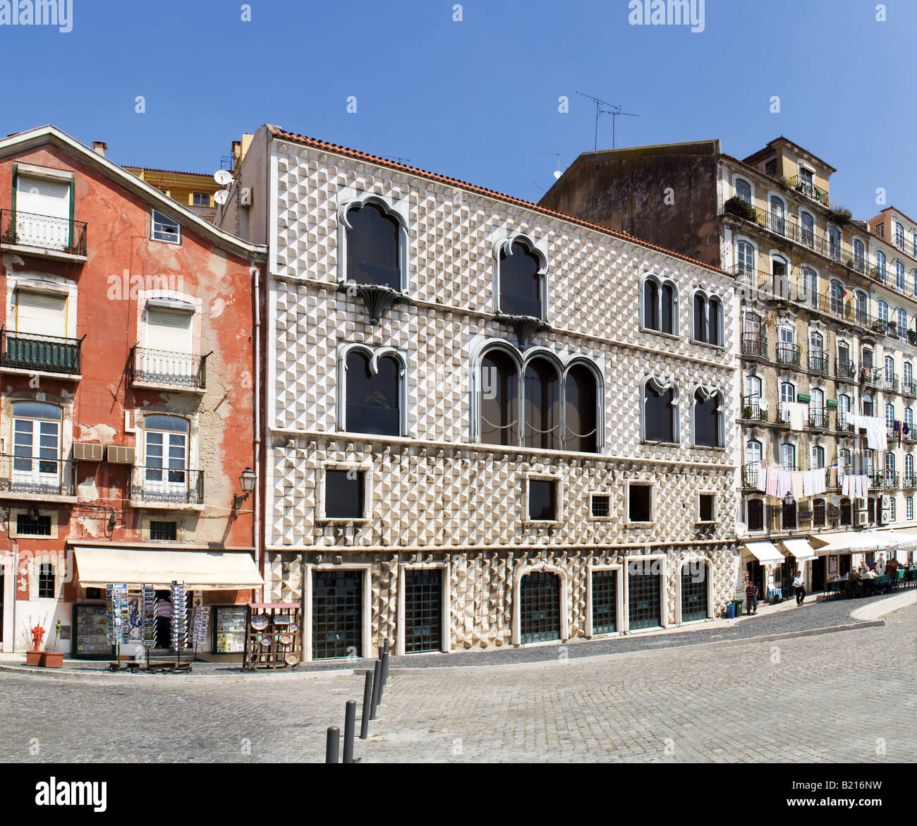 Casa dos Bicos (Bickered, Spiked or Facets House) in Lisbon downtown. A ...