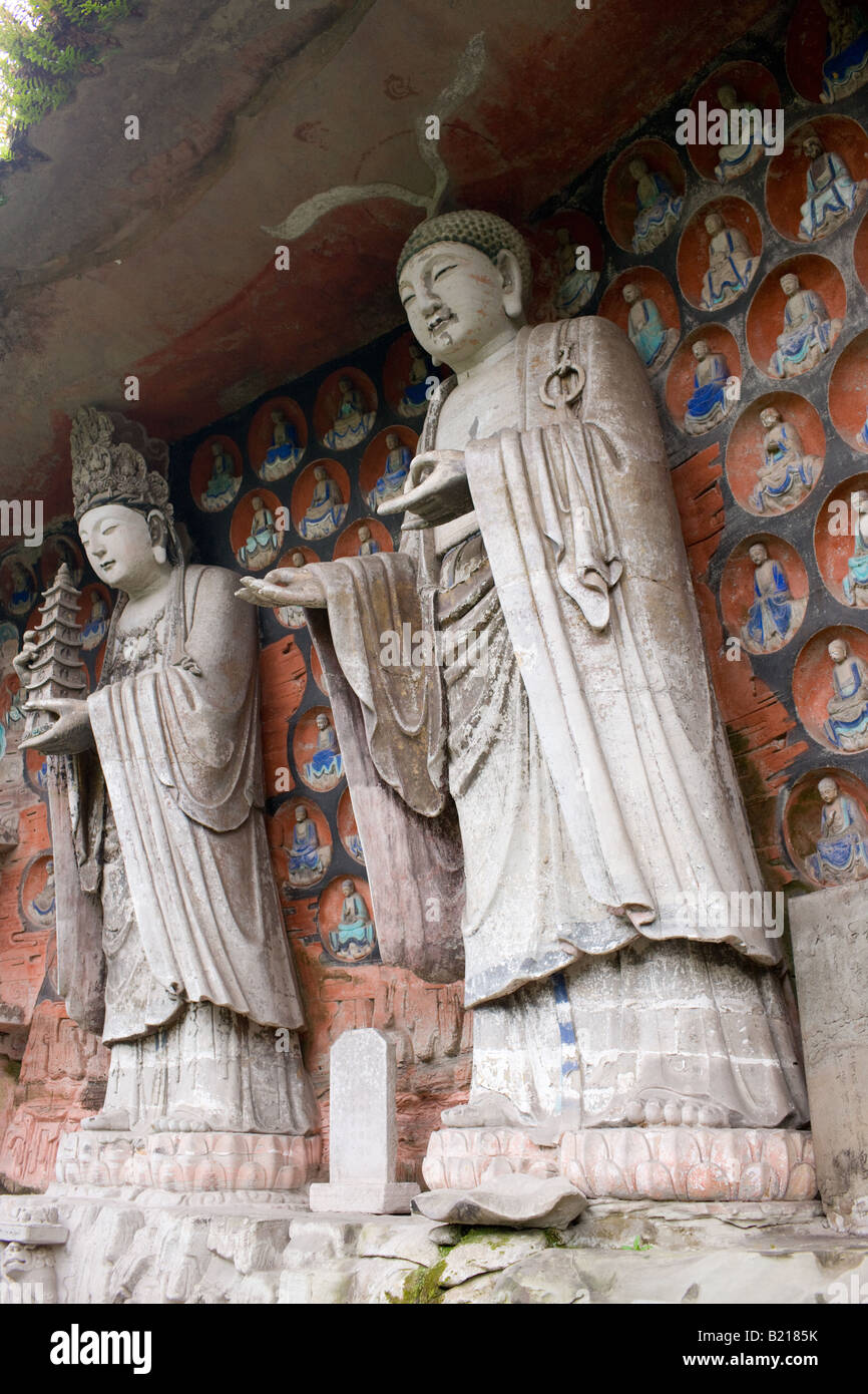 Dazu rock carvings of Buddha of Wisdom and Buddha of Great Sunlight at ...