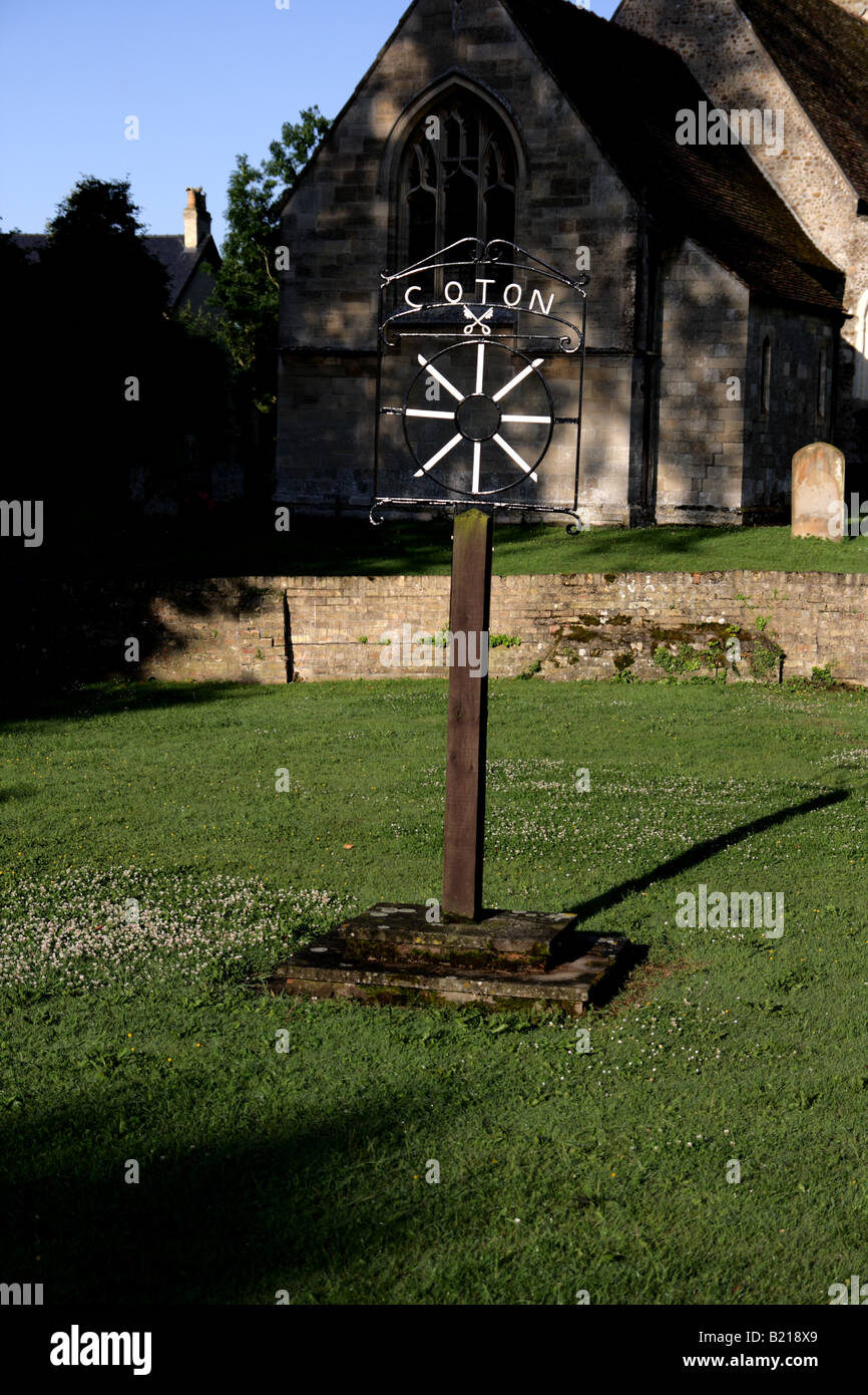 Coton village sign, Cambridgeshire Stock Photo - Alamy