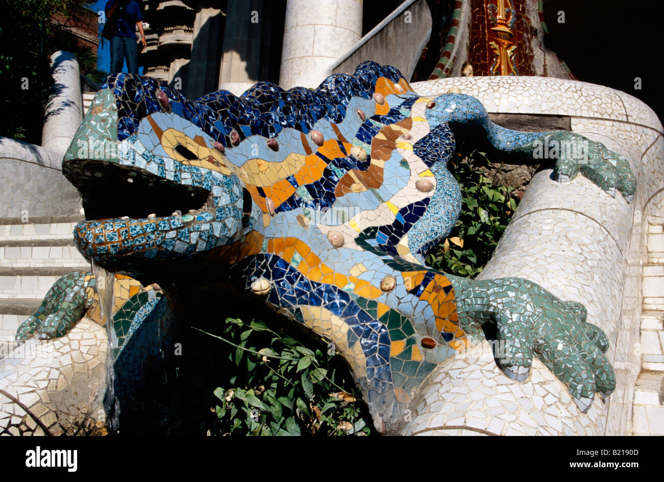 Mythological lizard Park Guell A Gaudi Barcelona Catalonia Spain Stock ...