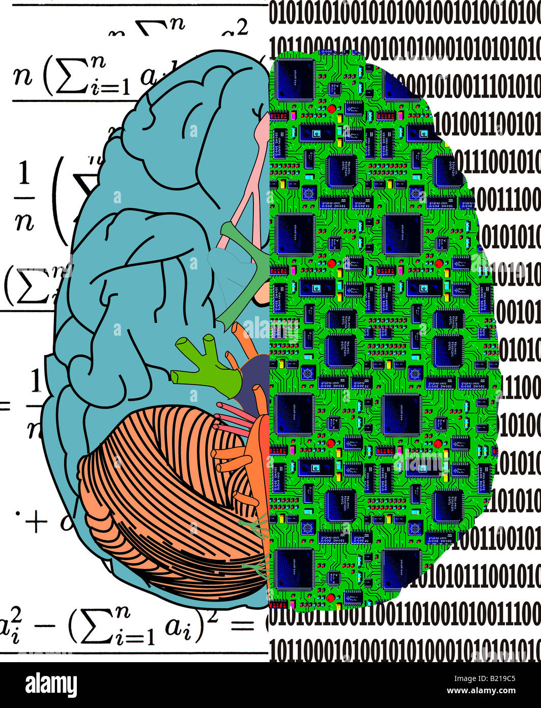 conceptual view of brain medically and technically displayed Stock ...