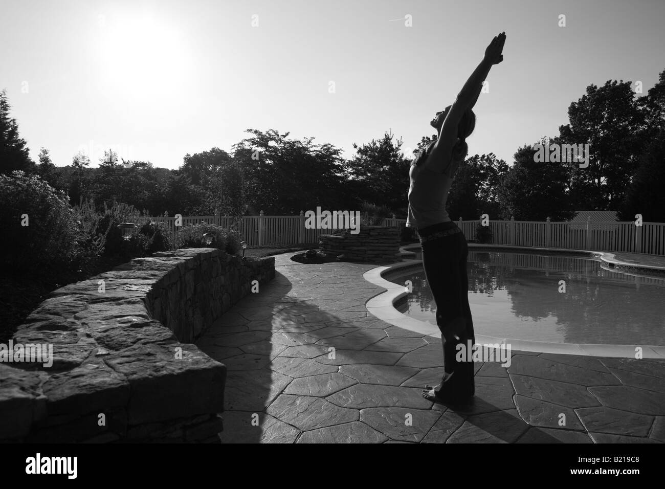 Woman outdoor pool Black and White Stock Photos & Images - Alamy
