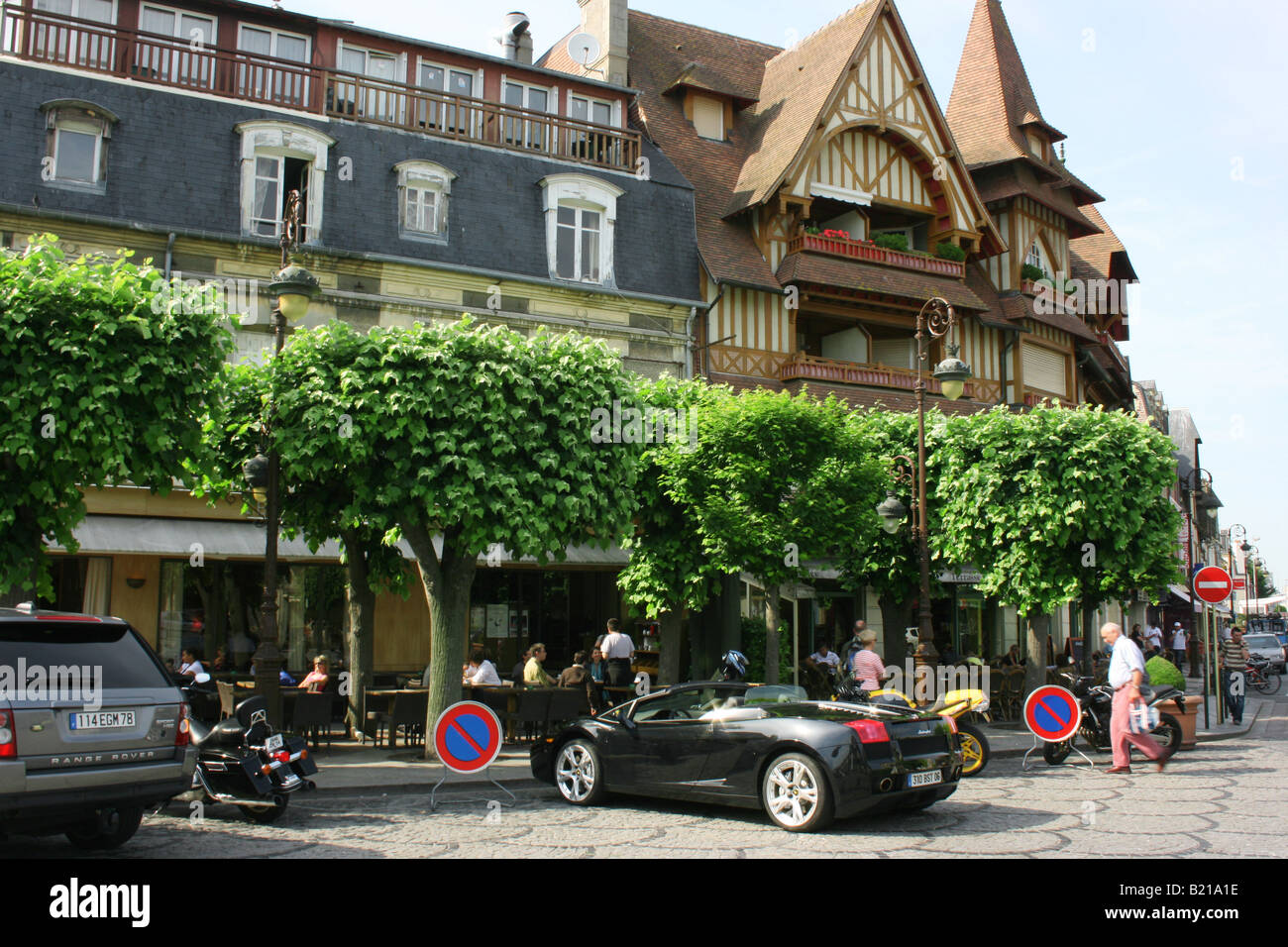 The pretty town square of La Place Morny in Deauville, Normandy, France ...