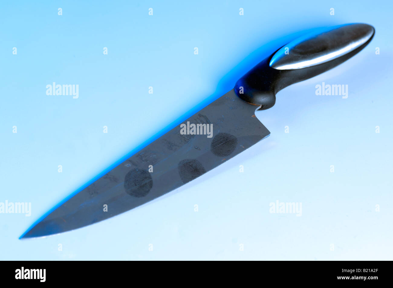 a household knife that has been forensic tested for fingerprints Stock ...