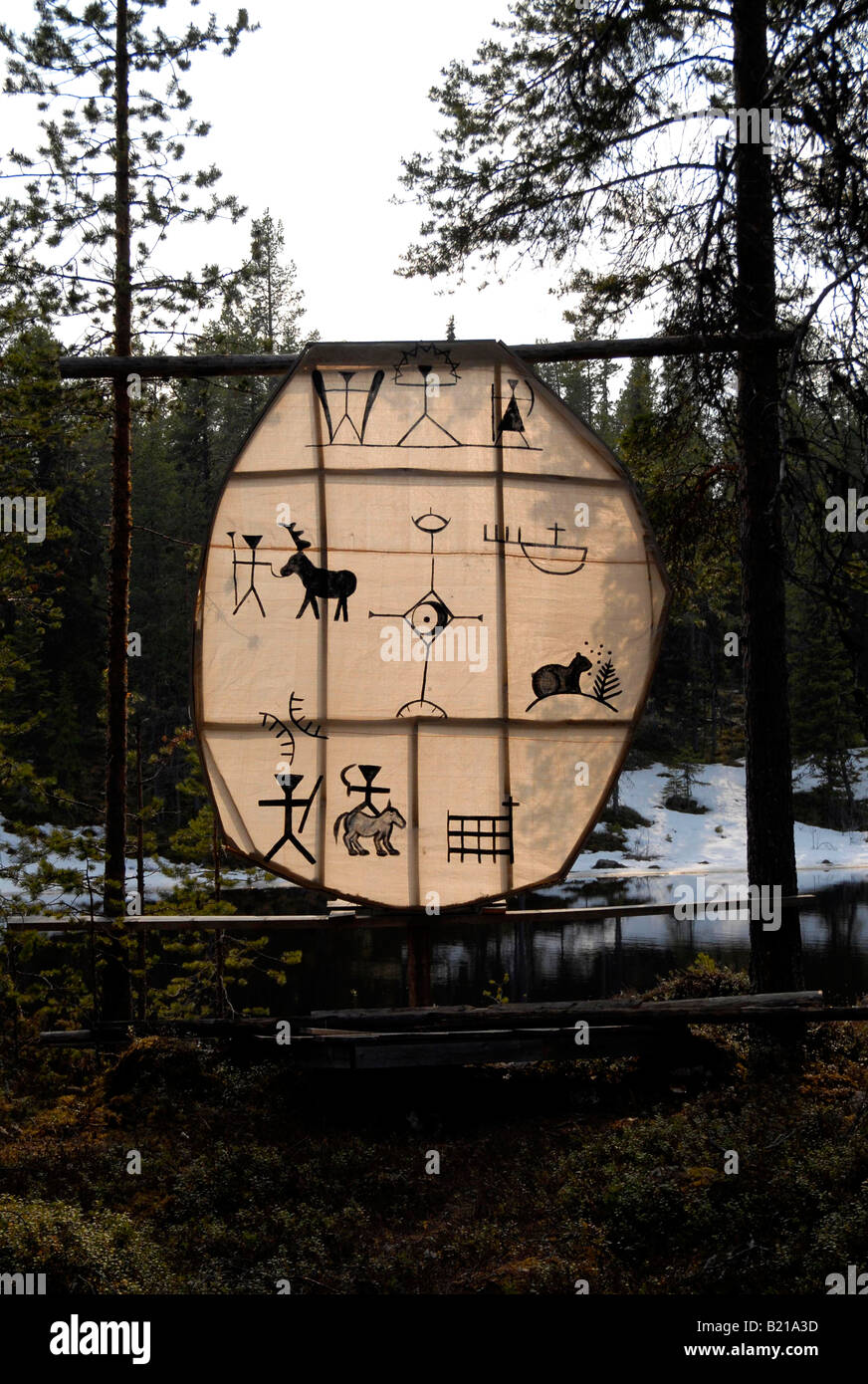 Traditional Sami art displayed at a Sami cultural centre in northern ...