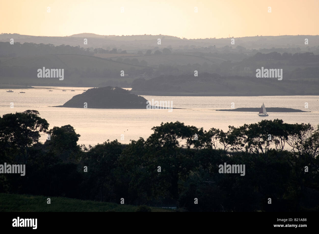 Boat sailing pass Dunnyneil Island on its way towards Portaferry and ...