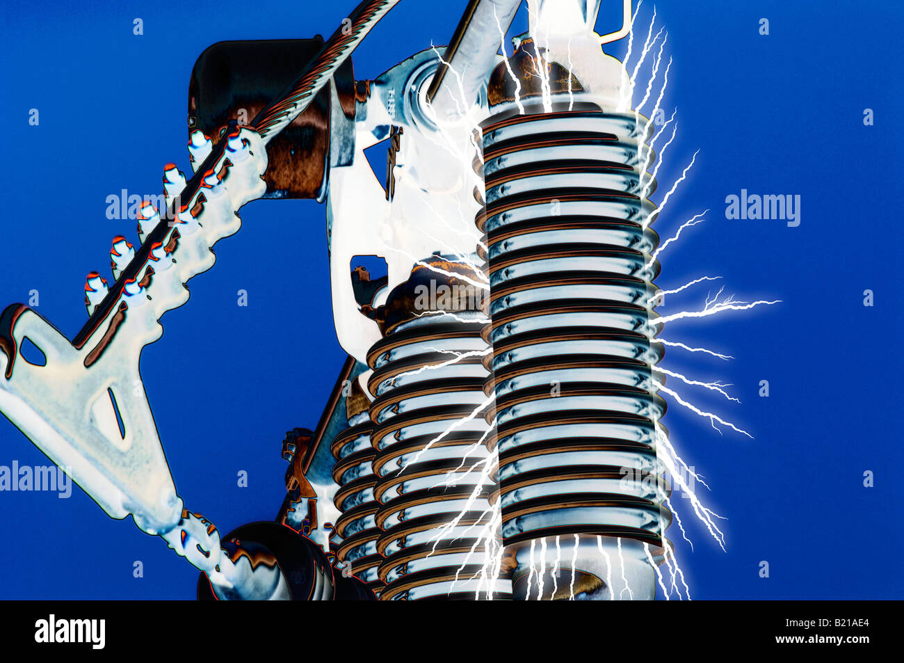 transformer unit at an electrical power station sparking Stock Photo ...