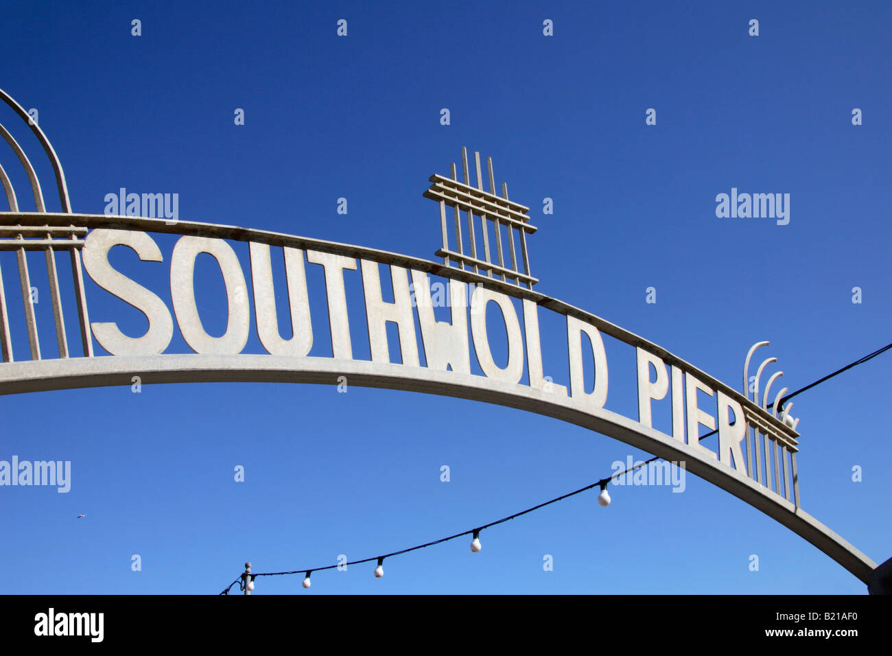 Southwold Pier Entrance Sign Stock Photo - Alamy