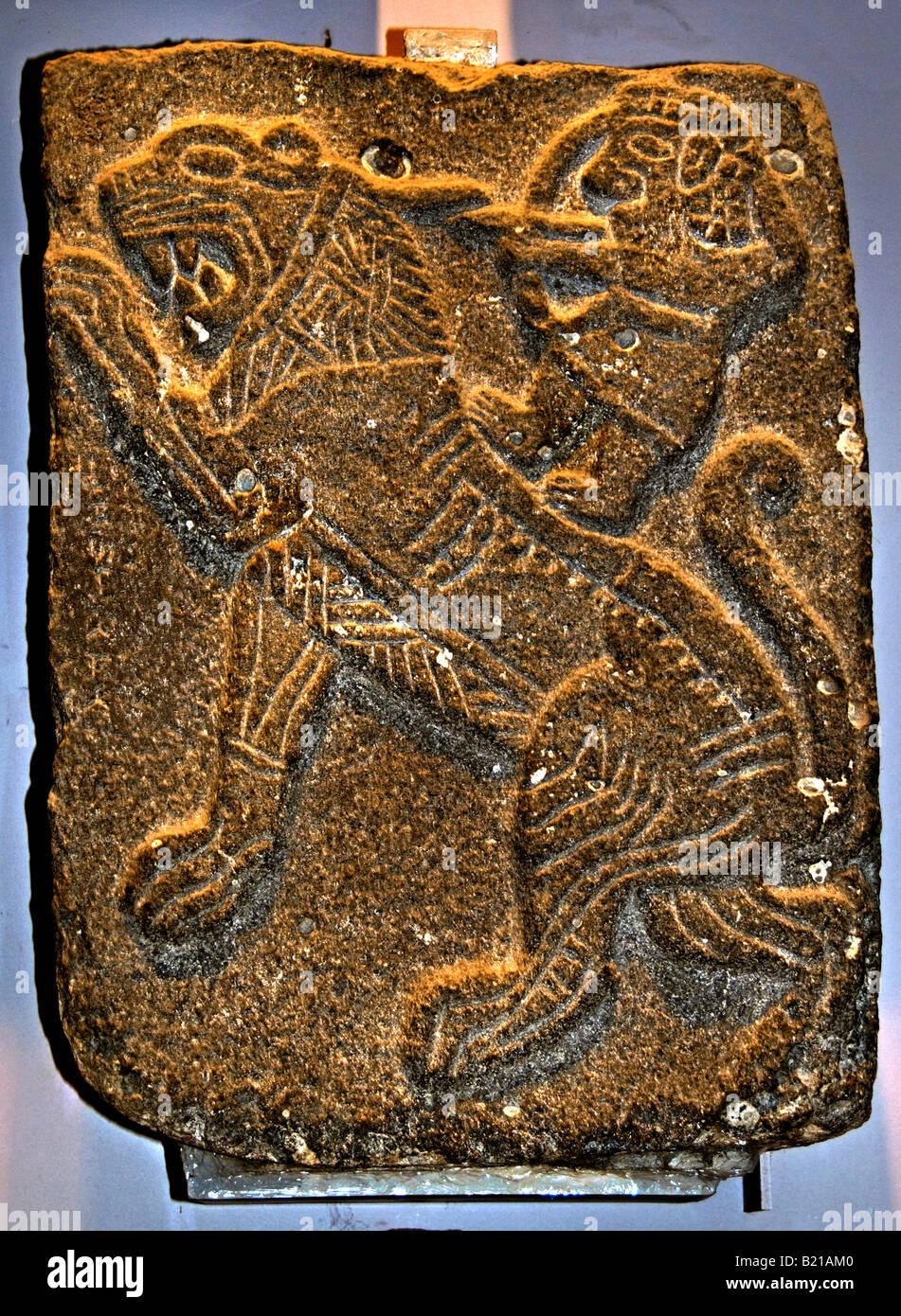 Relief from Tell halaf Archer with lion Syria Stock Photo - Alamy