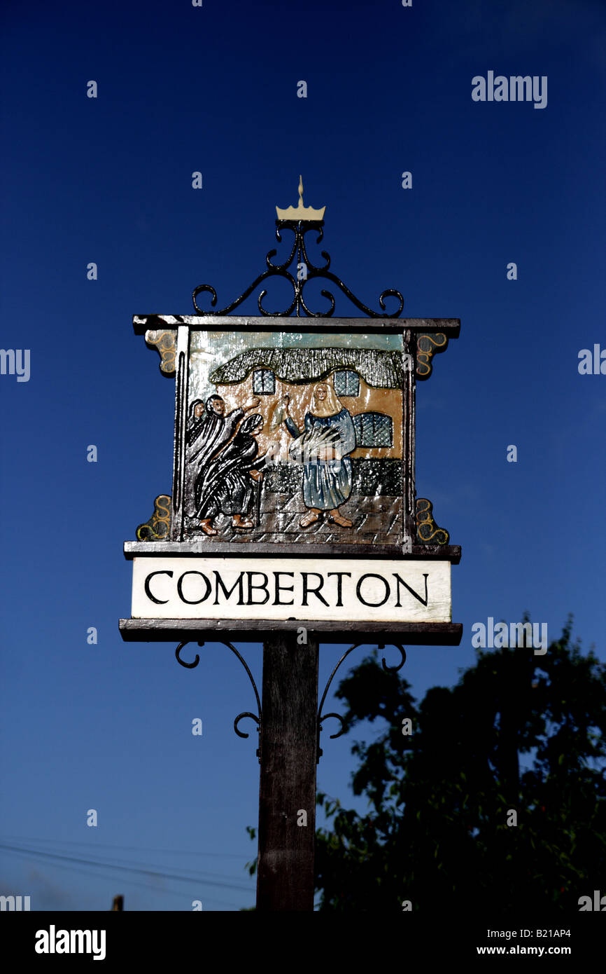 Comberton village sign, Cambridgeshire Stock Photo - Alamy