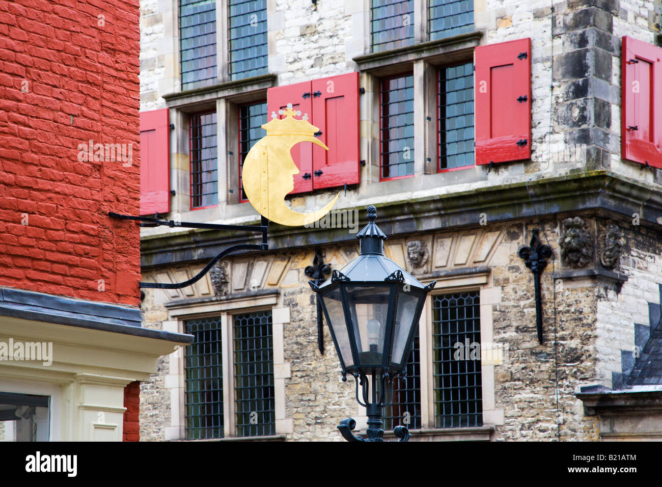 Half Moon Sign with Town Hall behind Delft Netherlands Stock Photo - Alamy