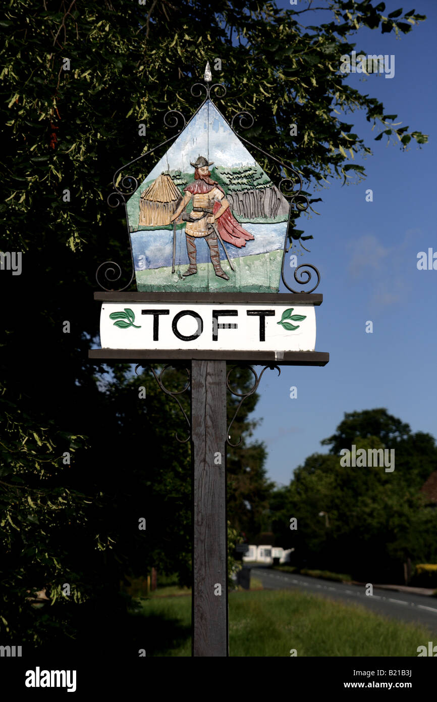 Toft village sign, Cambridgeshire Stock Photo - Alamy