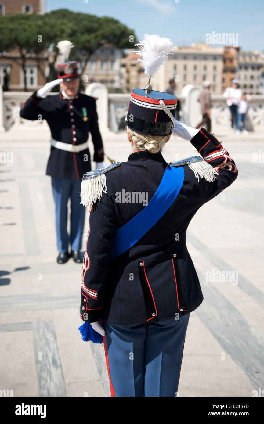 Two Military Marching Band Leaders salute each other during a ...