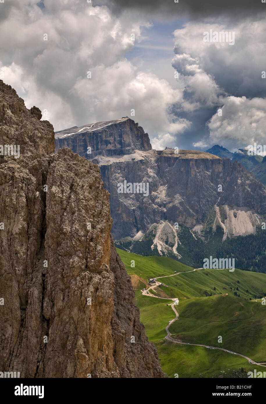 Sella Massif as seen from Toni Demetz Refuge in the Sassolungo ...