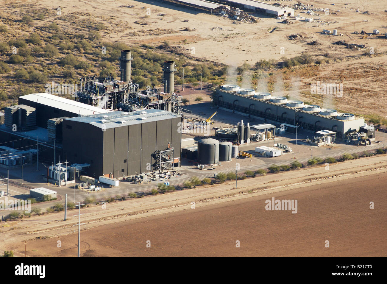 Aerial view of a gas fired power plant located in Arizona Providing ...