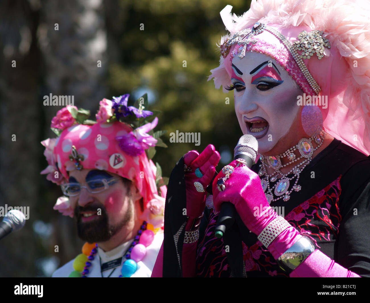 Two men in drag make announcements at the Sisters of Perpetual ...