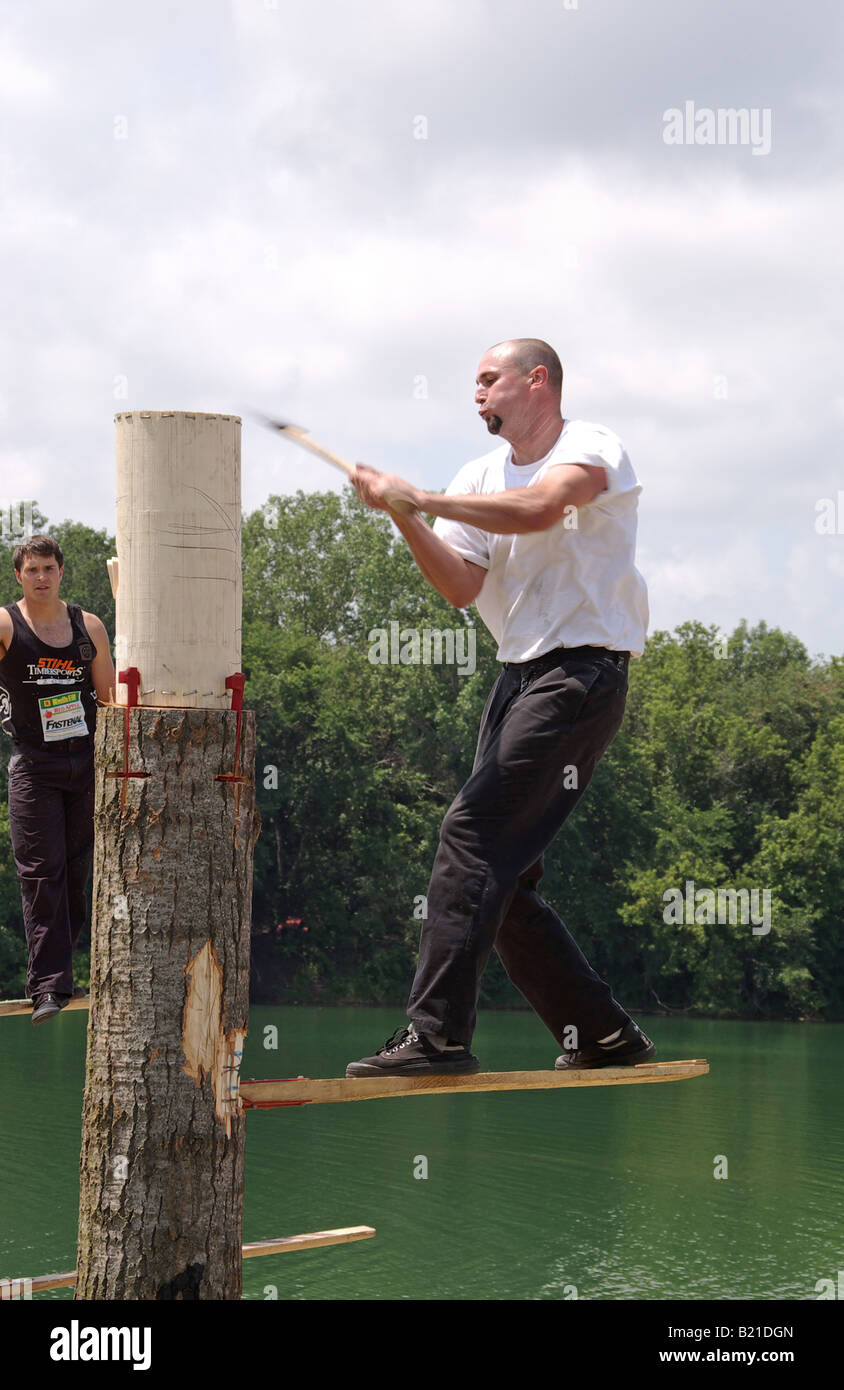 Rochester, MN - June 2007: Contestants competing in the springboard ...