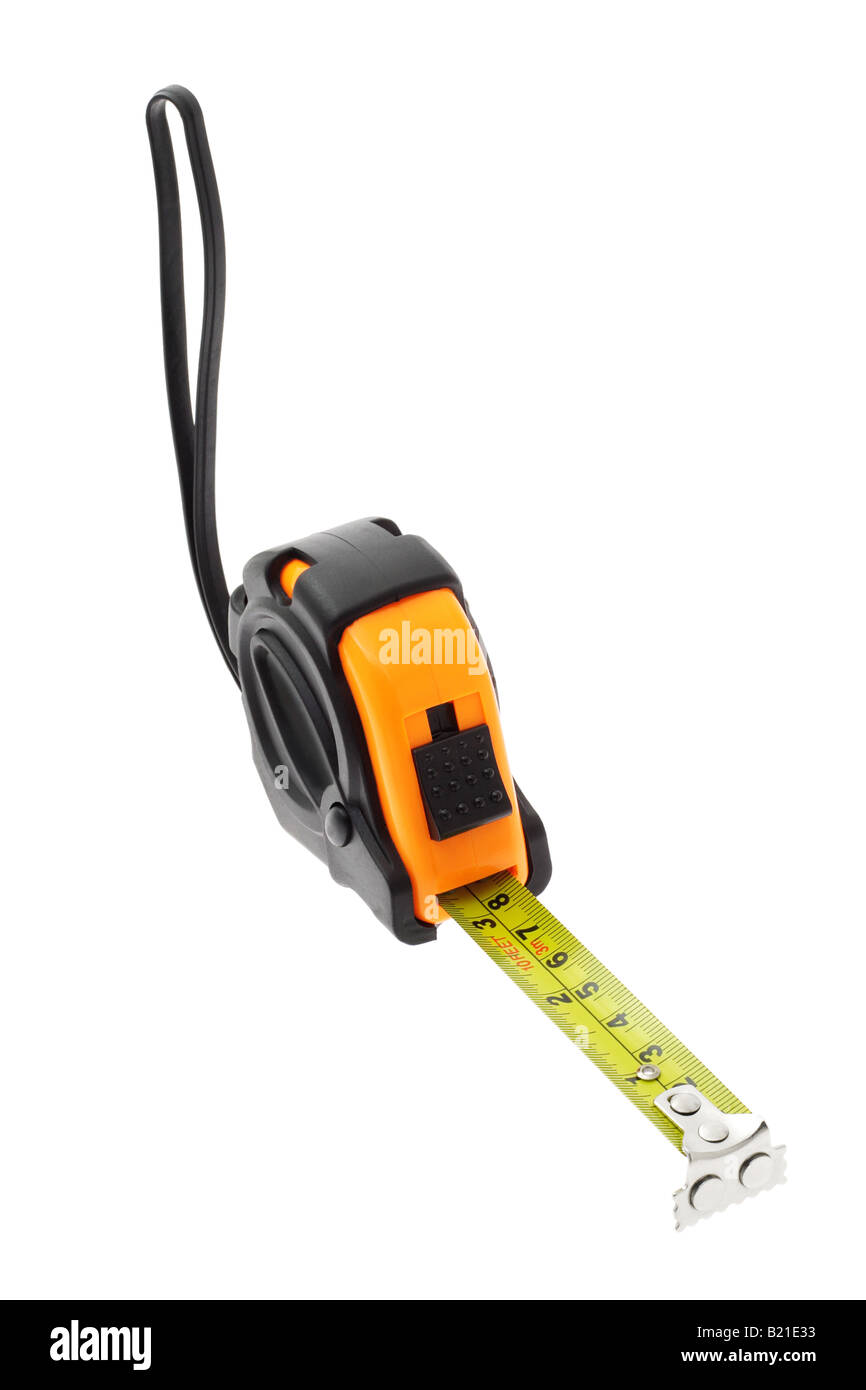 Measuring tape with magnetic head on white background Stock Photo - Alamy