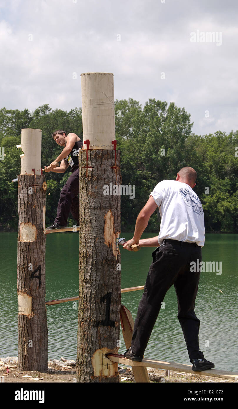 Rochester, MN - June 2007: Contestants competing in the springboard ...