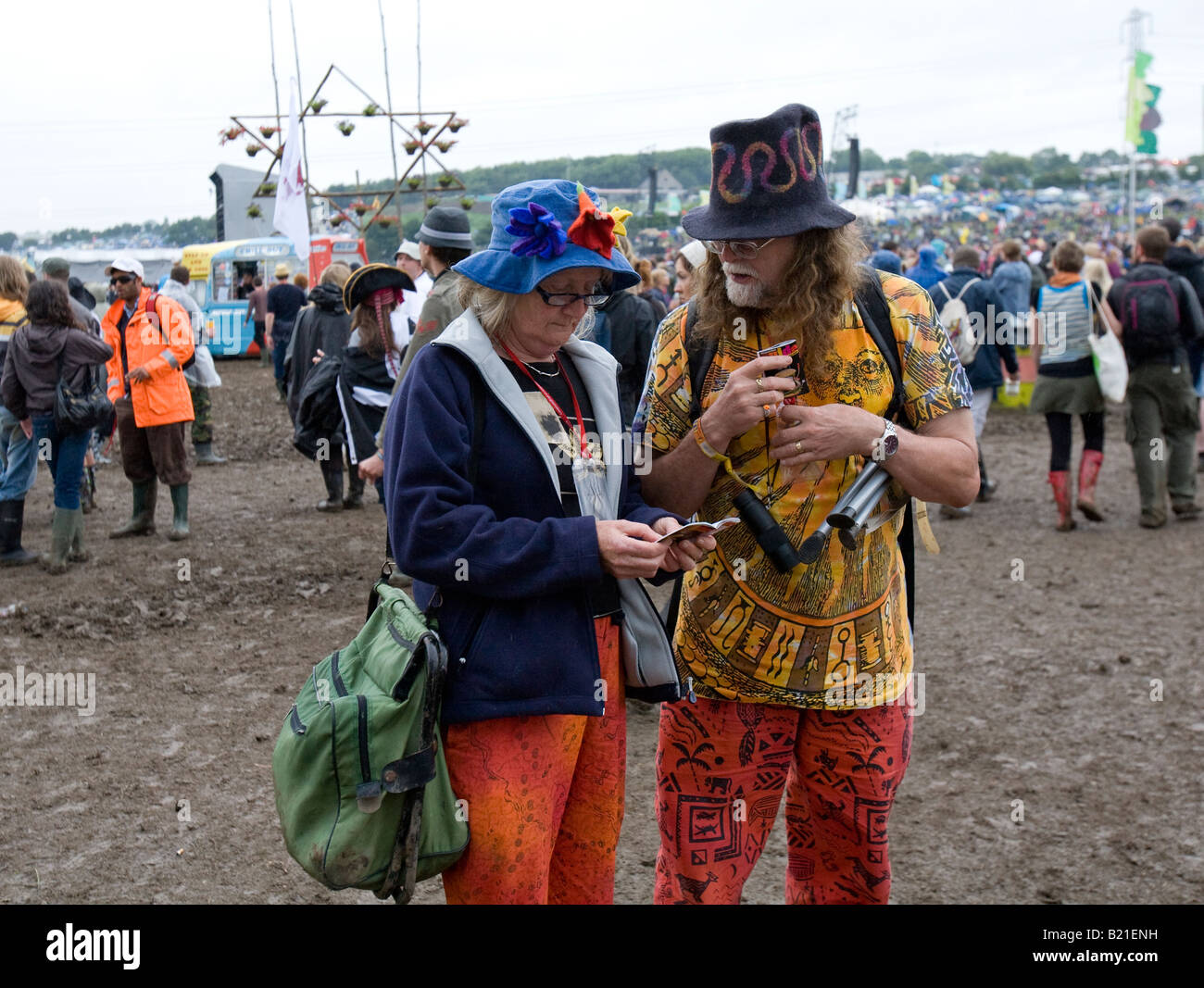 Old Hippy Couple At Glastonbury Festival Pilton Somerset UK Europe ...