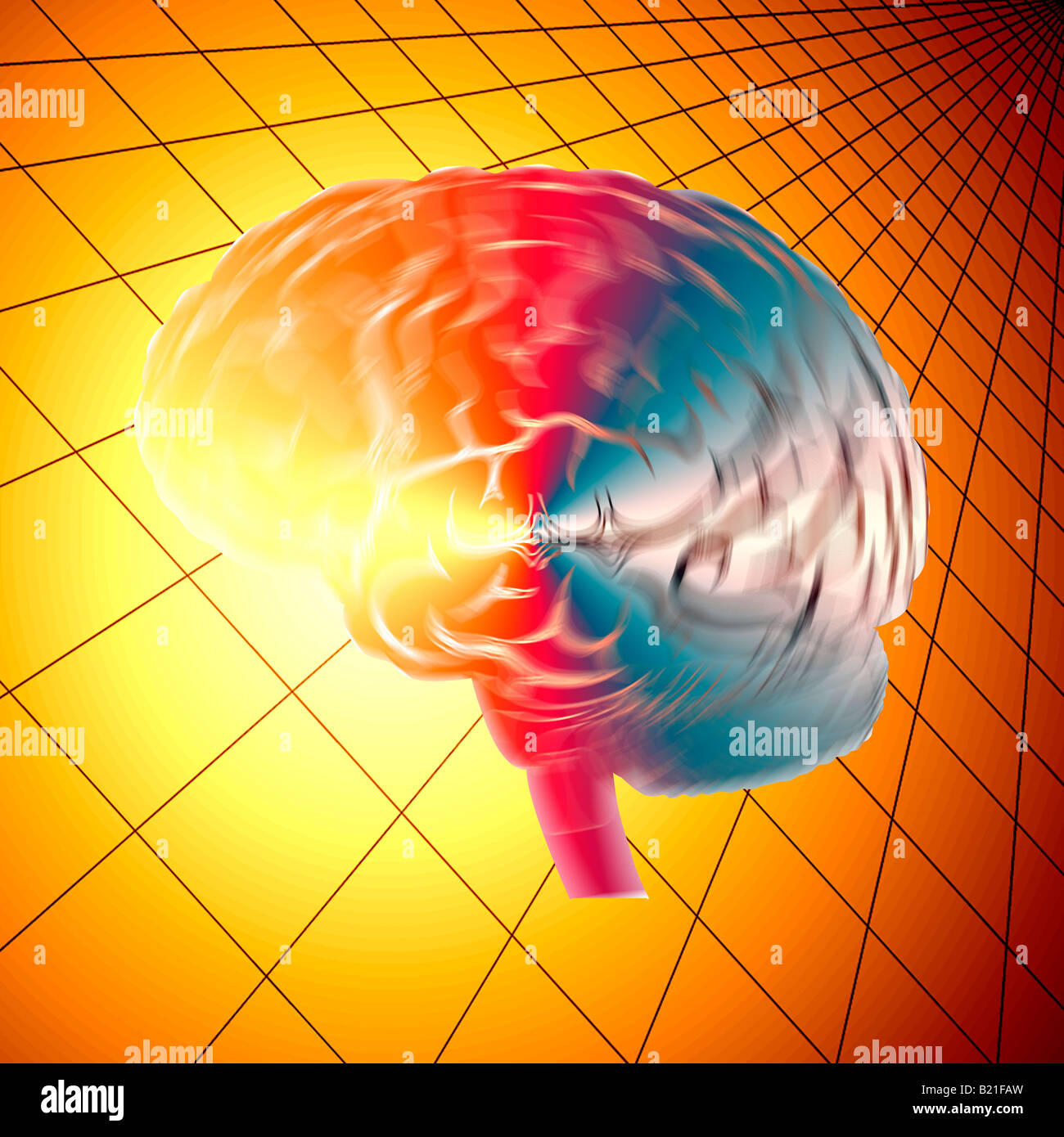 conceptual view of computer generated model of a human brain in motion ...