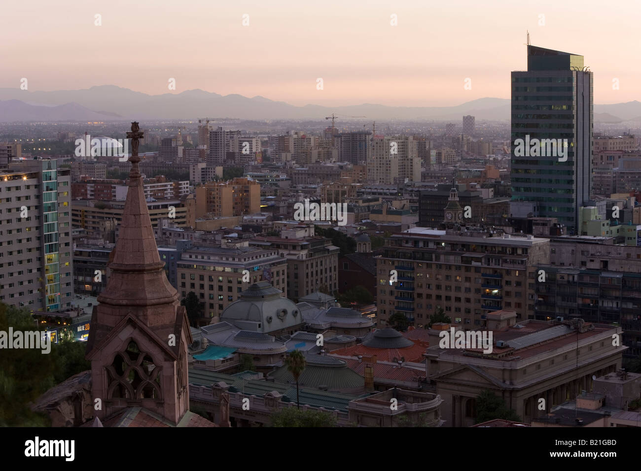 South America Chile Santiago city skyline and the Andes mountains Stock ...