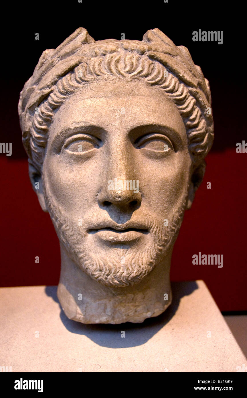 Bearded worshipper laurel ivy cyprus 3rd century BC sanctuary of apollo ...