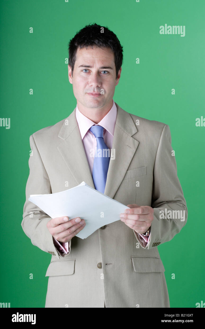 Man with papers Stock Photo - Alamy