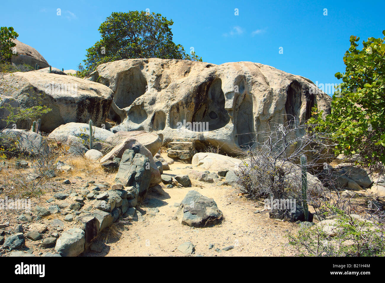 Large boulders make up this odd rock formation at the Arikok National ...