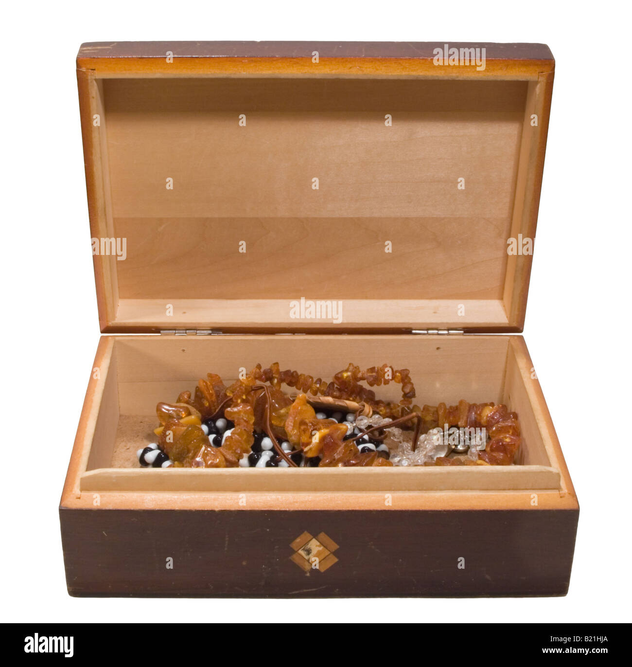 opened old chest with jewellery inside on white background Stock Photo ...