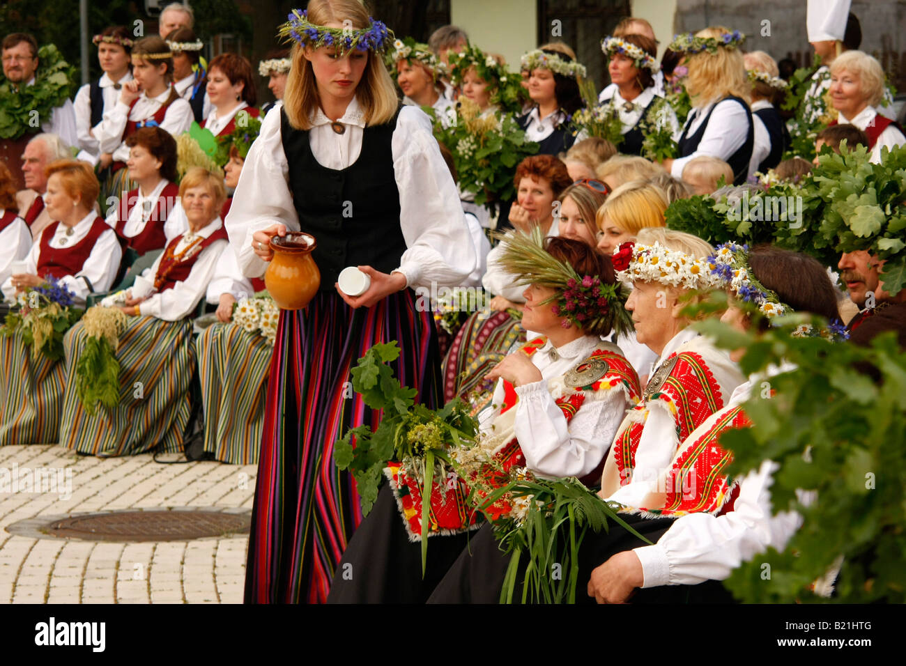 Latvian Folklore Group in National costumes during Midsummer ...