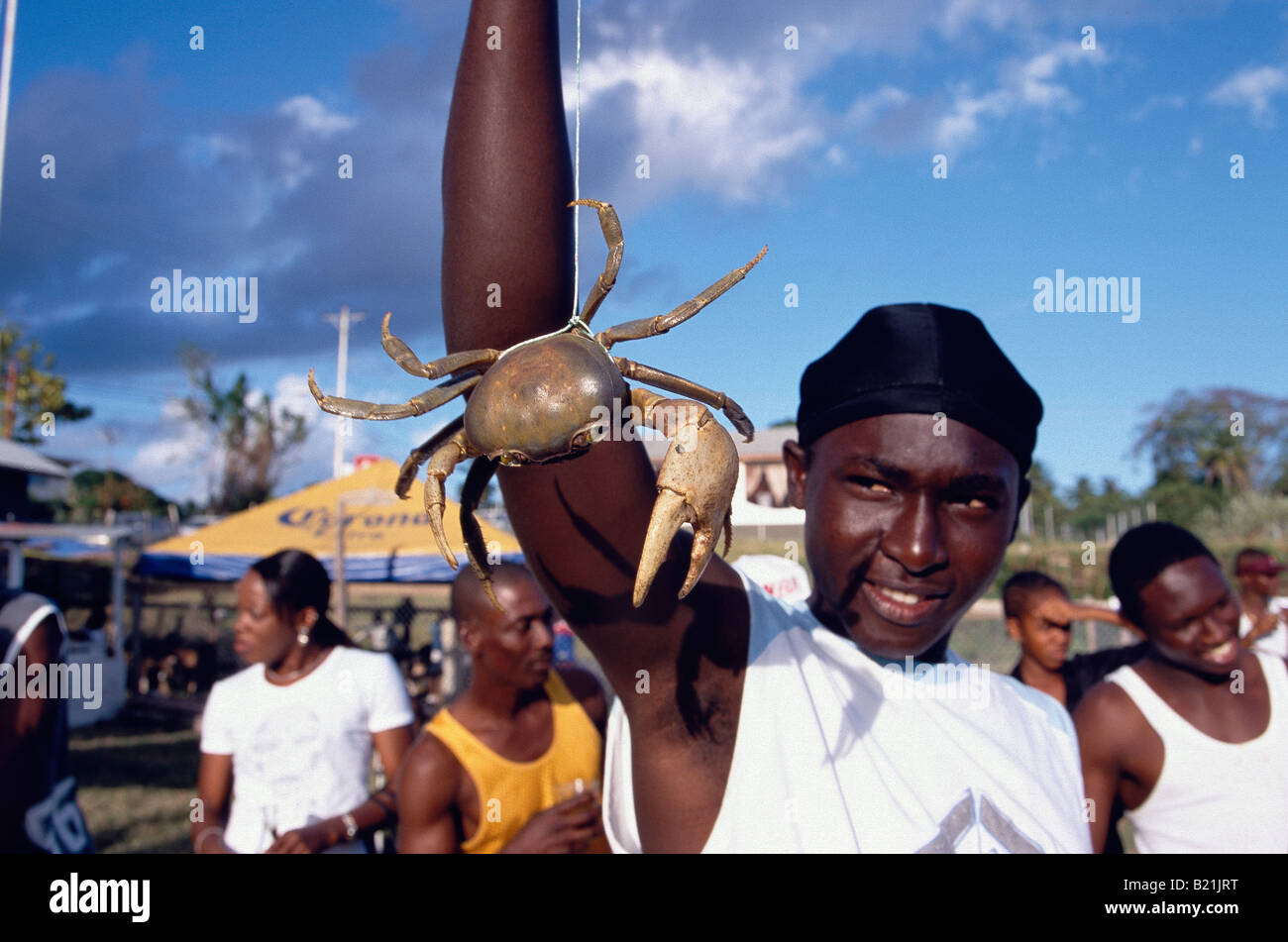 Winner of the crab race at the Buccoo goat races Tobago Stock Photo - Alamy