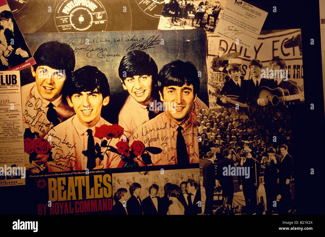Poster in the Beatles Museum Liverpool Merseyside England Stock Photo ...